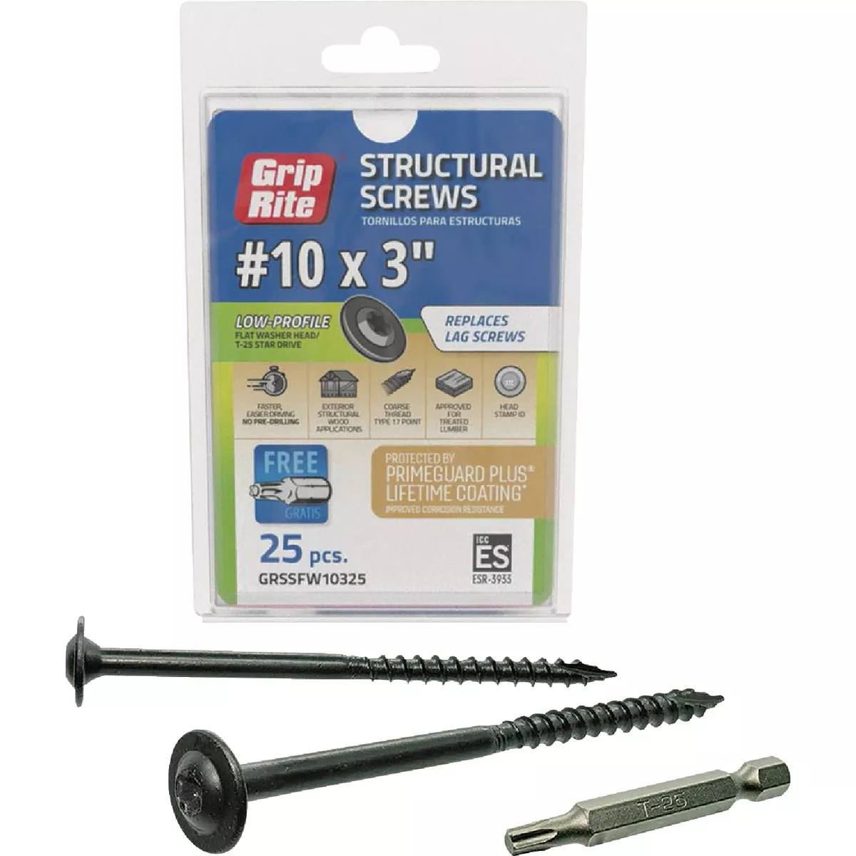 Grip-Rite PrimeGuard Plus #10 x 3 In. Flat Washer Head Structure Screw ...