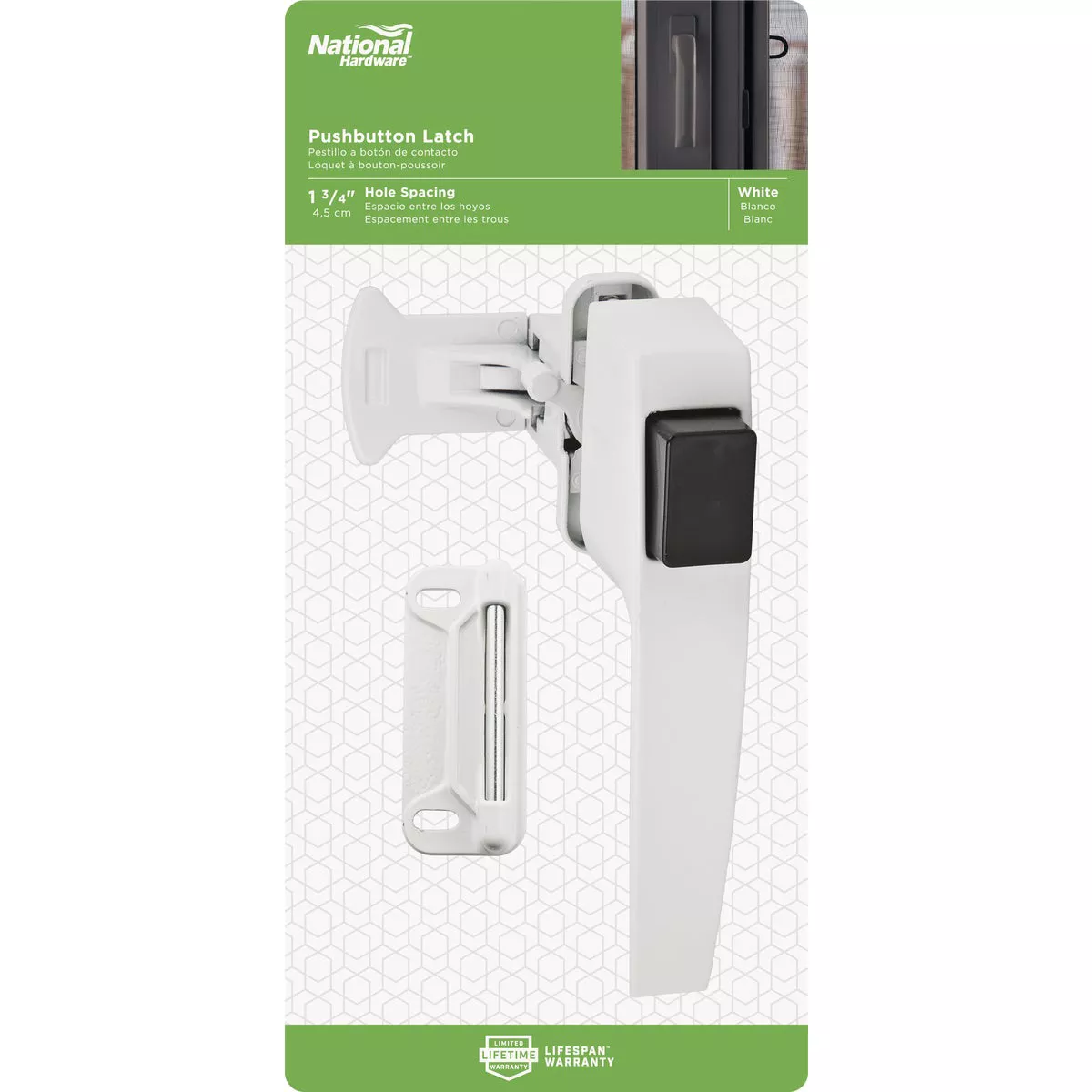 National Hardware White Push Button Latch with 1-3/4 In. Hole Spacing ...