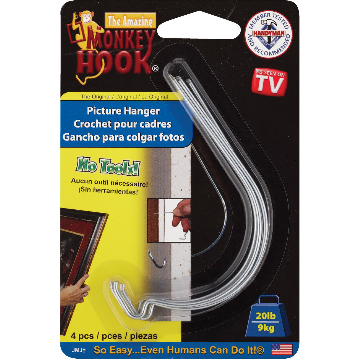 Monkey Hook Original Hanger with Perfect Install Guide (4 Count) | Do ...