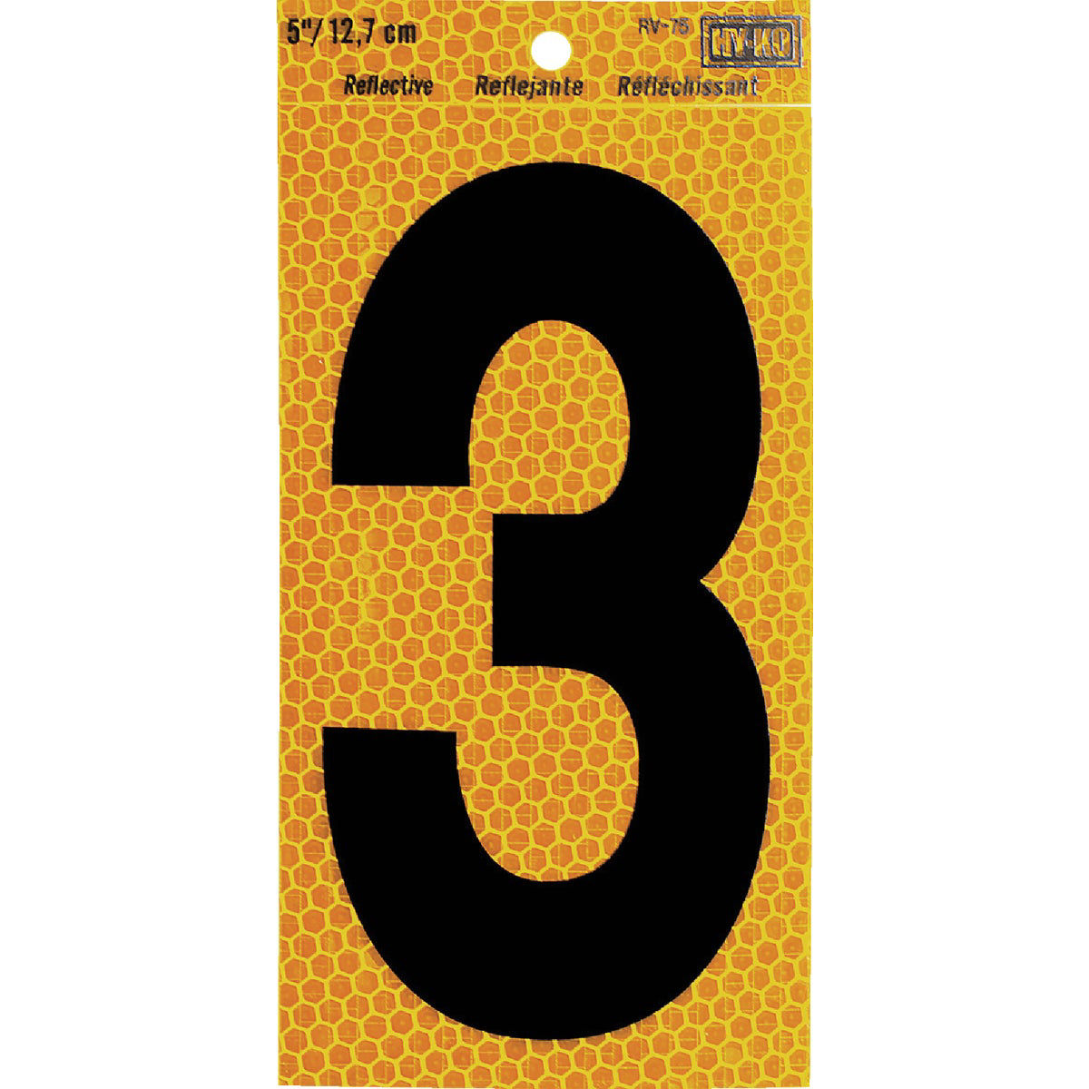 Hy-Ko 5 In. Yellow Reflective Number 3 | Do it Best