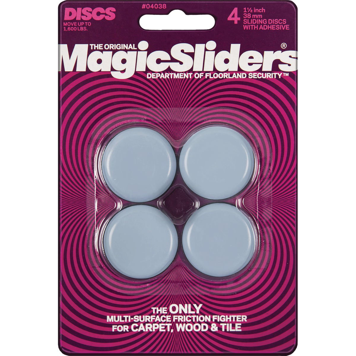 Magic Sliders 1-1/2 In. Round Self Adhesive Furniture Glide,(4-Pack ...