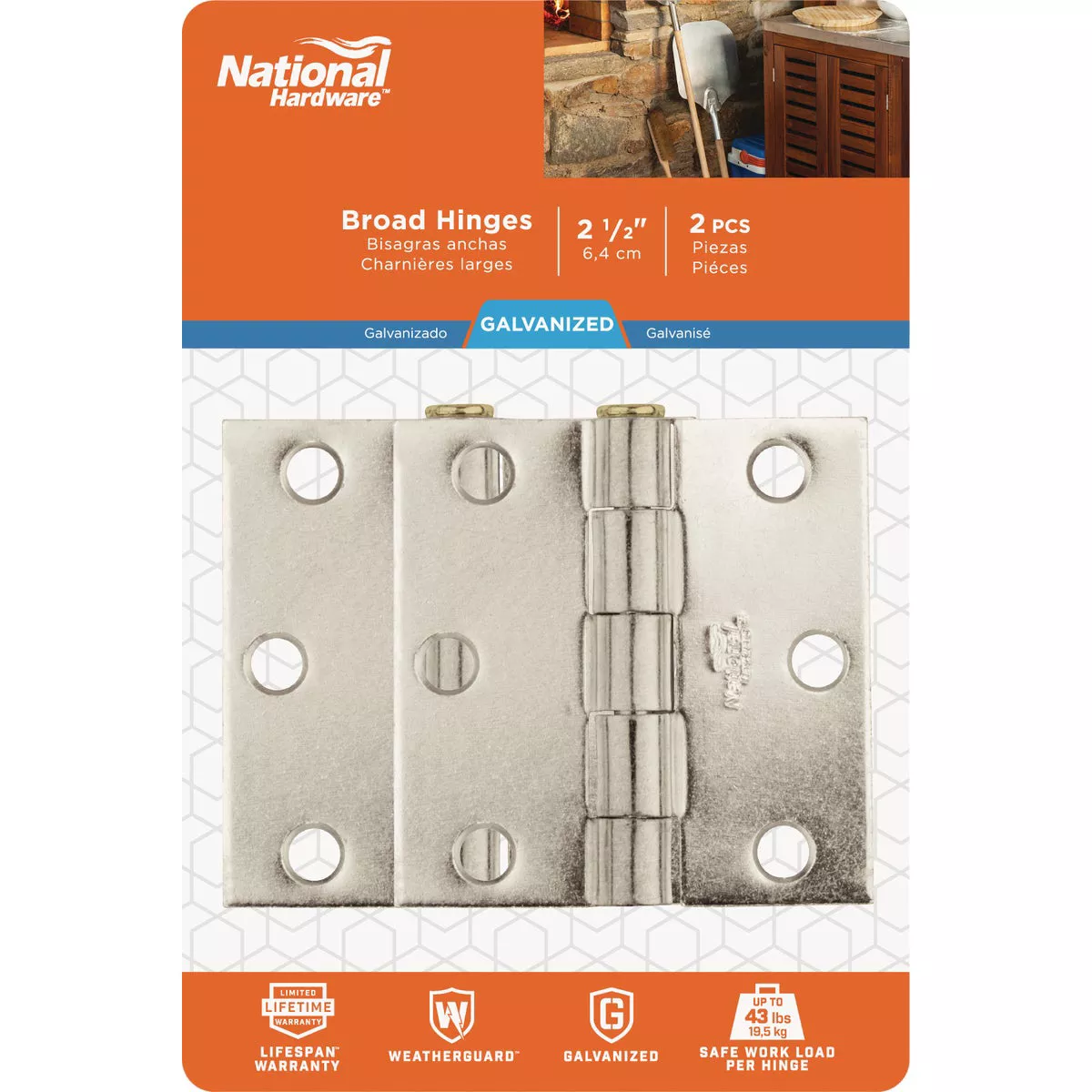 National Hardware 2-1/2 In. Galvanized Removable Pin Broad Hinge | Do ...