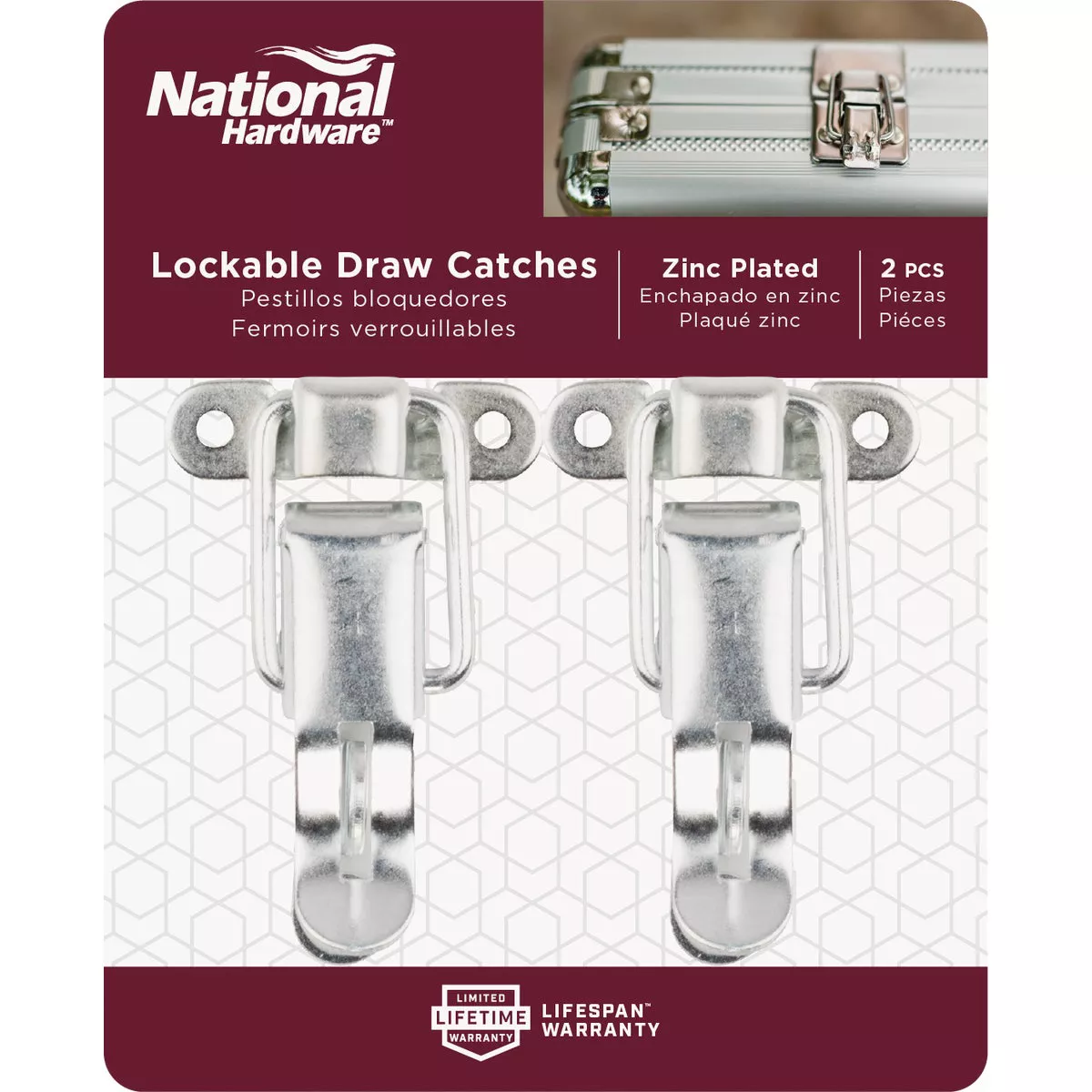 National Hardware Zinc-Plated Finish Lockable Draw Catch (2-Count) | Do ...
