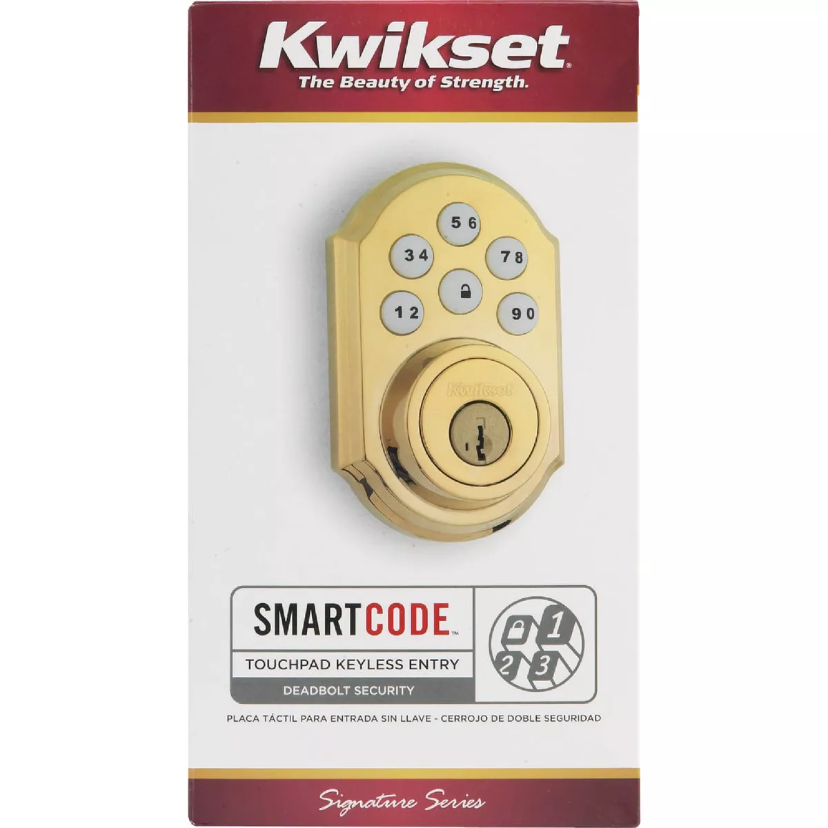 Kwikset Signature Series SmartCode Polished Brass Electronic Deadbolt ...