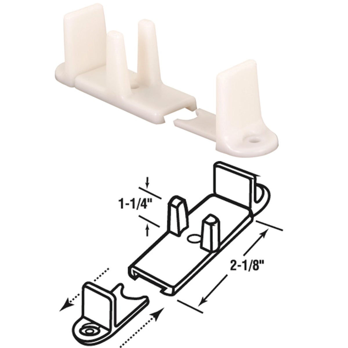 Prime-Line 1-1/4 In. Adjustable Nylon Base Bypass Door Bottom Guide (2 ...