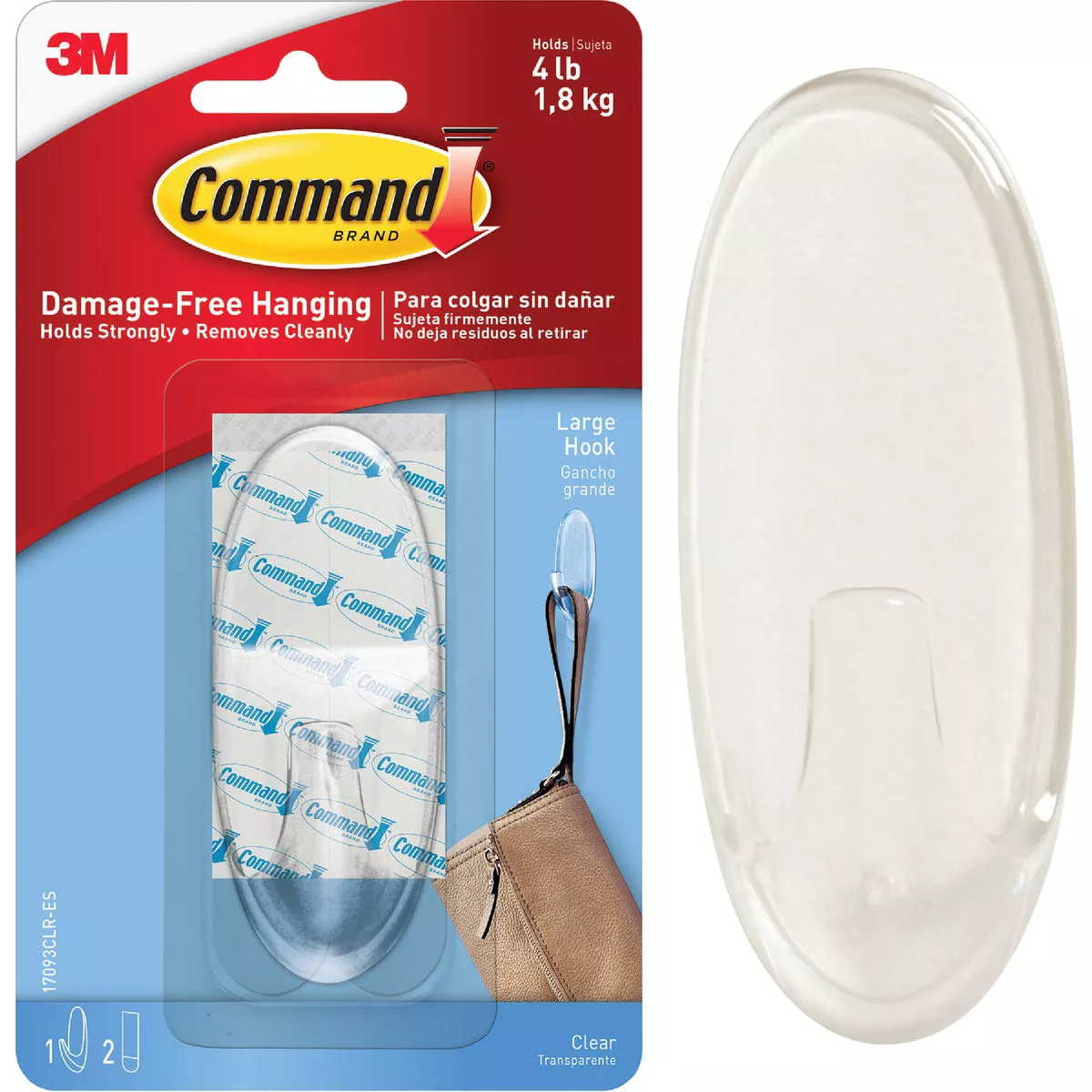 Command Large Clear Hook with Clear Strips, 1 Hook, 2 Strips | Do it Best