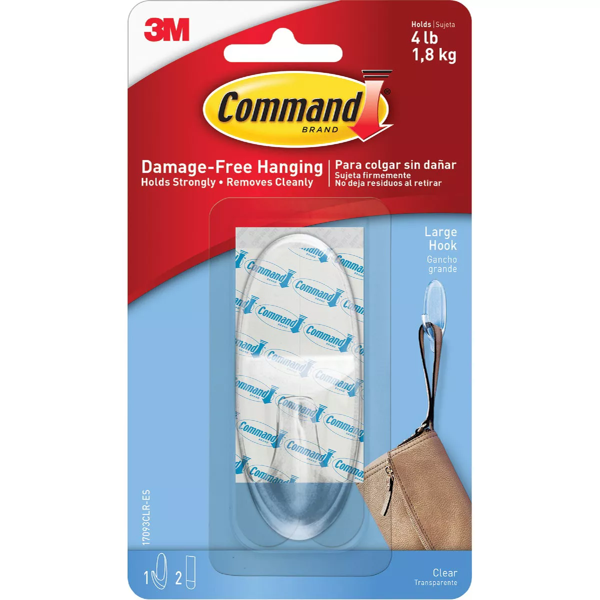 Command Large Clear Hook with Clear Strips, 1 Hook, 2 Strips | Do it Best