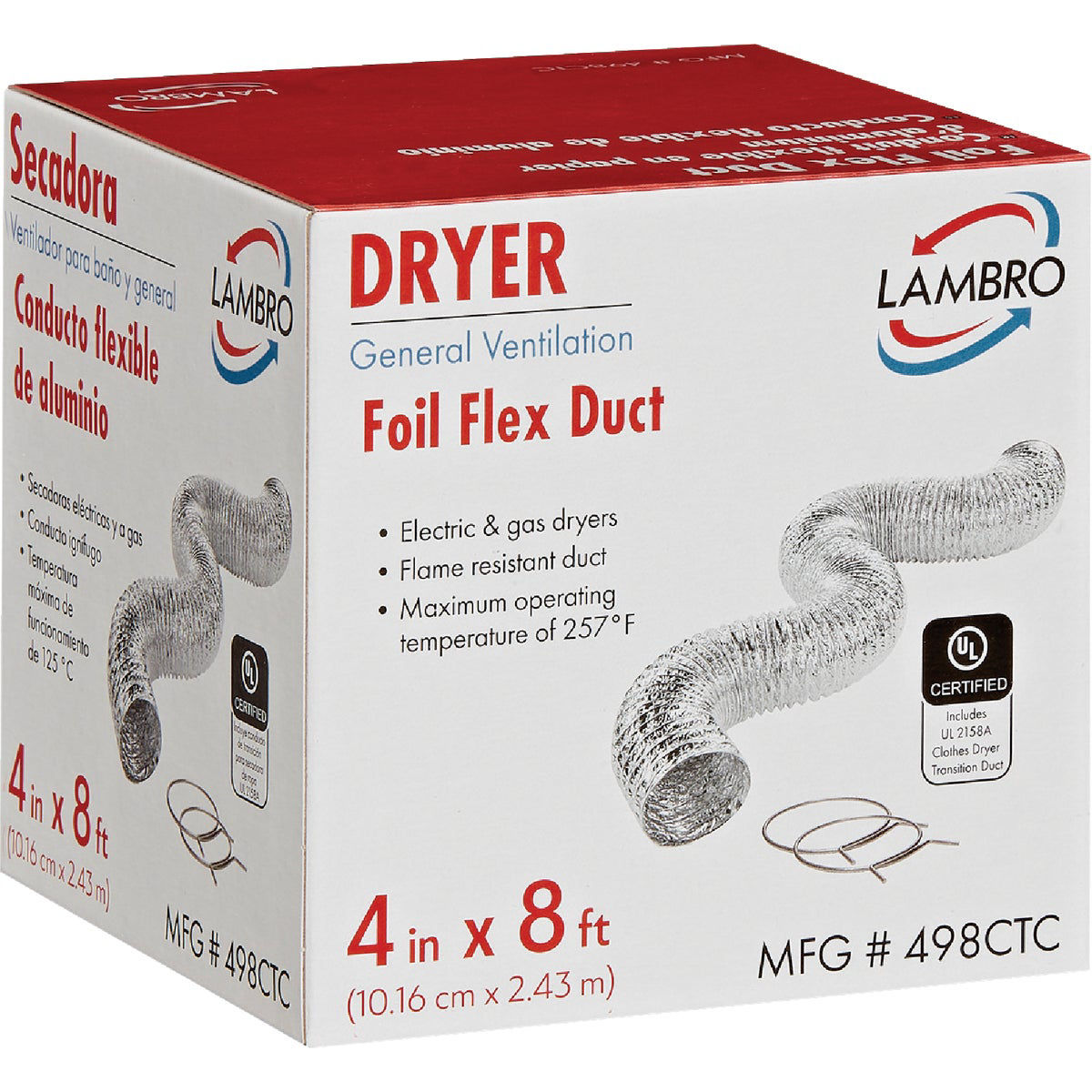 Lambro 4 In. x 8 Ft. Clothes Dryer Transition Foil Flex Duct Kit | Do ...