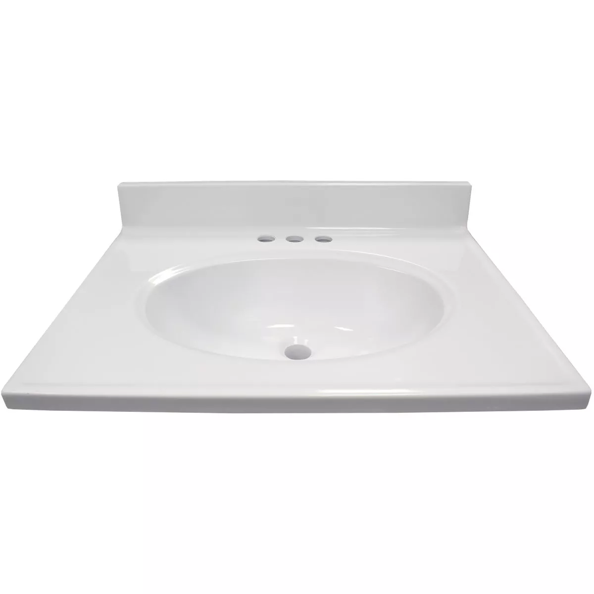 Modular Vanity Tops 25 In. W x 19 In. D Solid White Cultured Marble Non ...