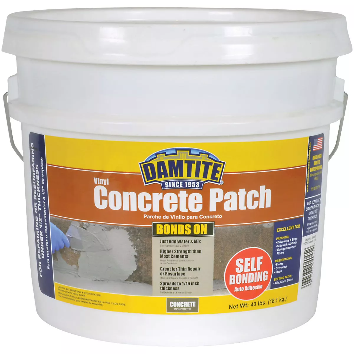 Damtite BondsOn 40 Lb. Gray Ready-to-Use Vinyl Concrete Patch | Do it Best