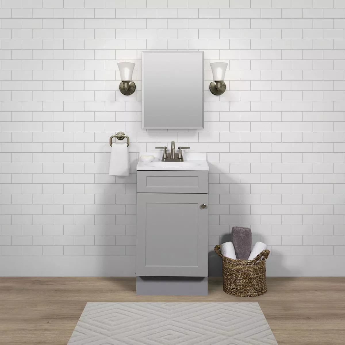 Zenith Zenna Home Cool Gray 18 In. W x 35 In. H x 16 In. D Shaker ...