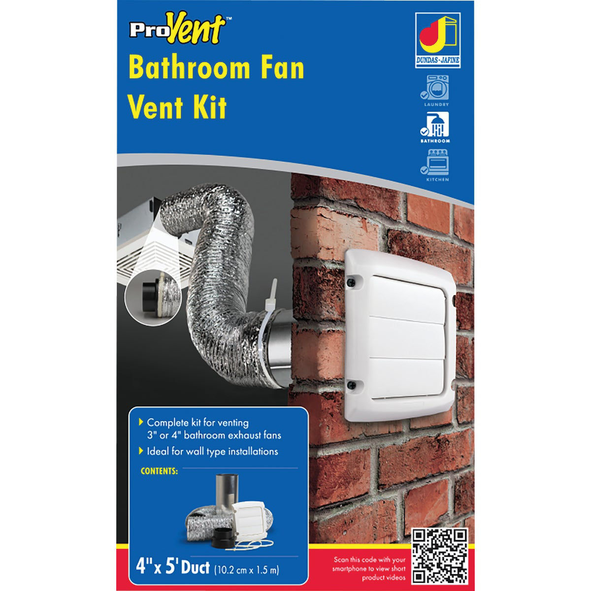 Dundas Jafine 3 In. to 4 In. Exhaust Bath Fan Vent Kit (5-Piece) | Do ...