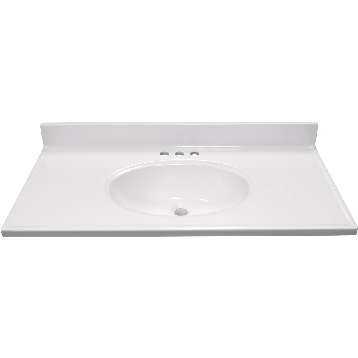 Modular Vanity Tops 37 In. W x 19 In. D Solid White Cultured Marble Non ...