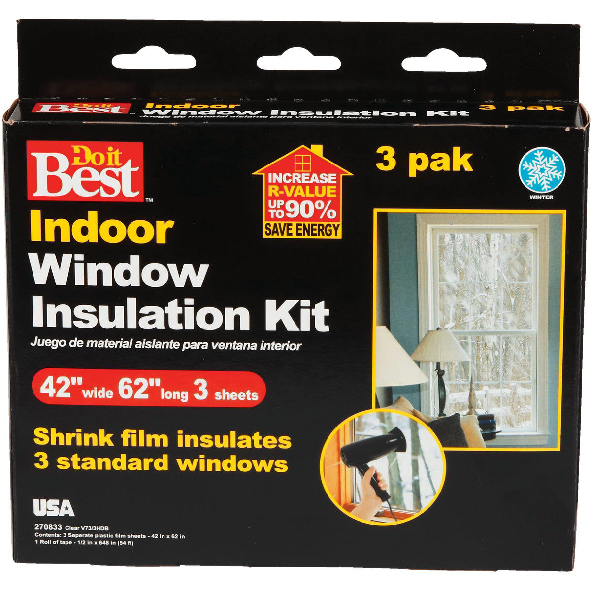 Do it Best 42 In. x 62 In. Indoor Shrink Film Window Kit, (3-Pack) | Do ...
