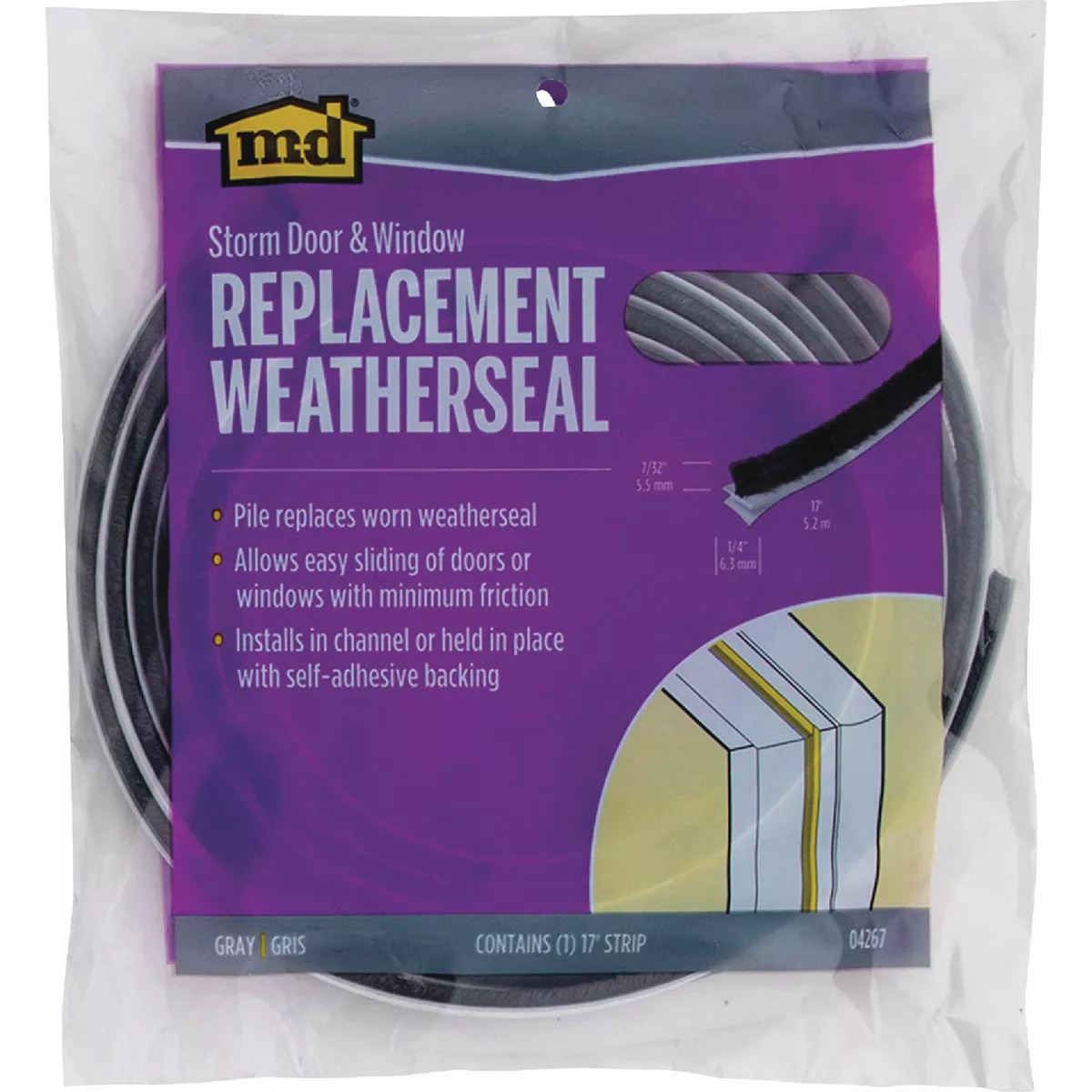 M-D Building Products 17 Ft. Gray Pile Replacement Weatherseal for ...