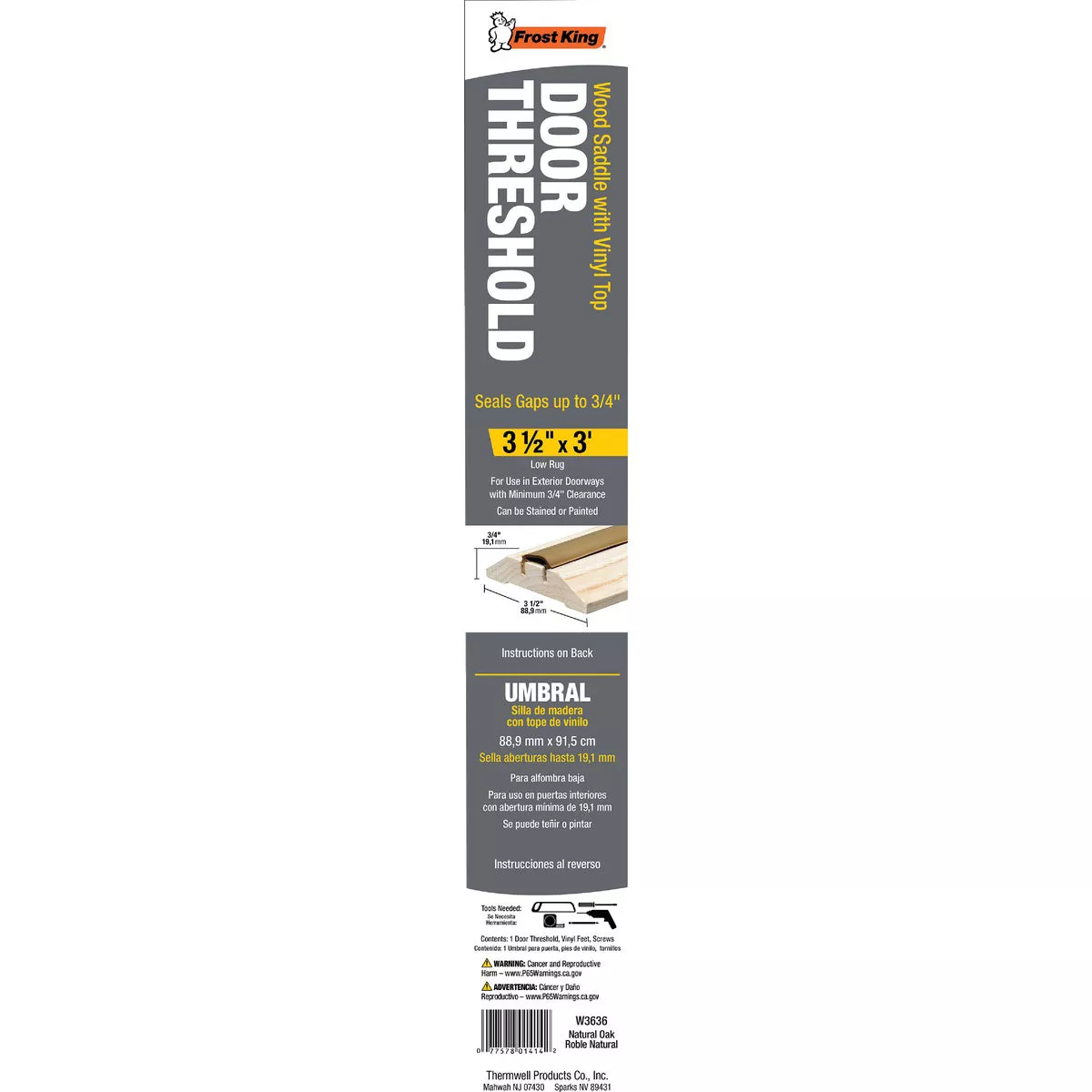 Frost King Low 36 In. L x 3-1/2 In. W x 1 In. H Oak Threshold | True ...