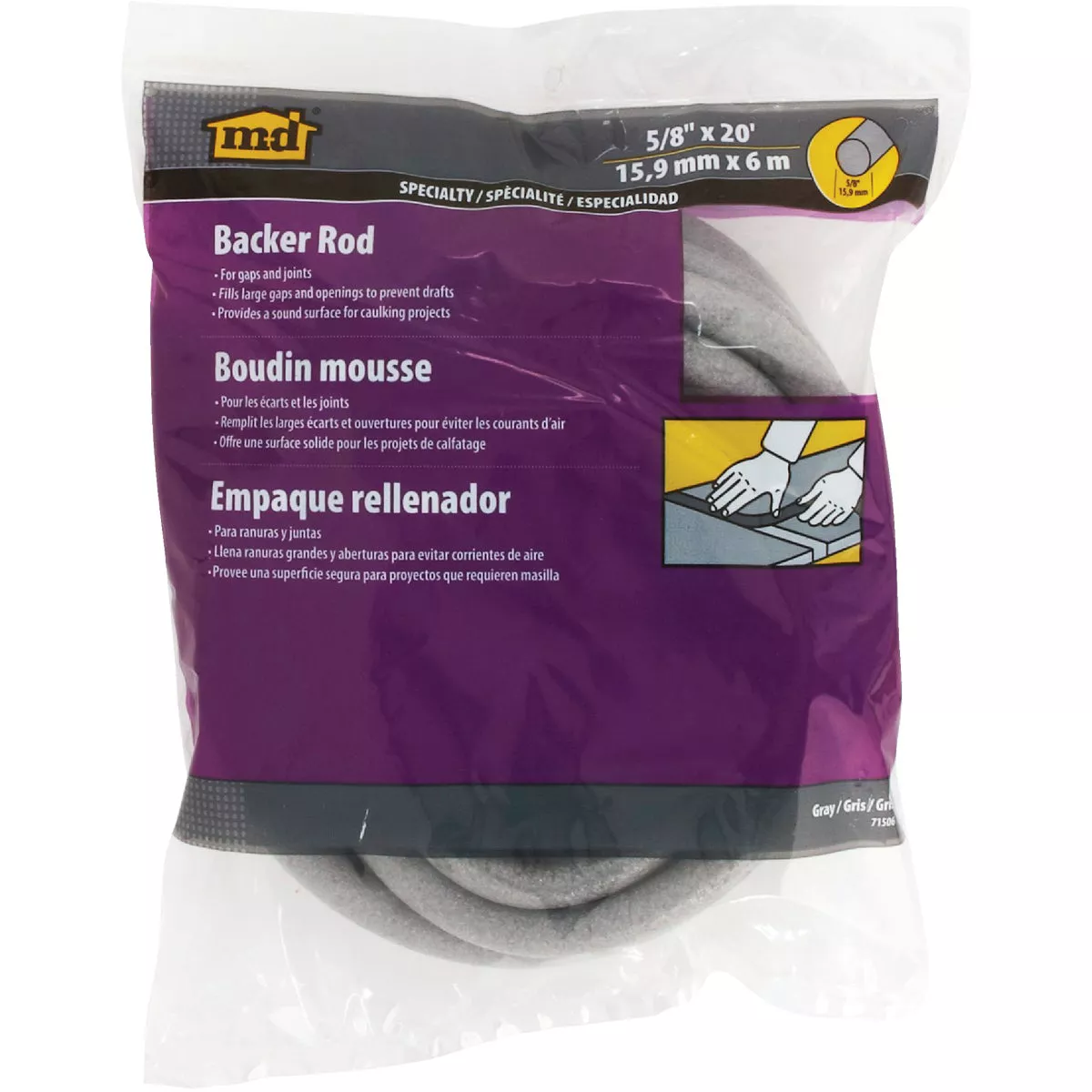 M-D Building Products 20 Ft. Gray Foam Backer Rod for Large 5/8 In ...