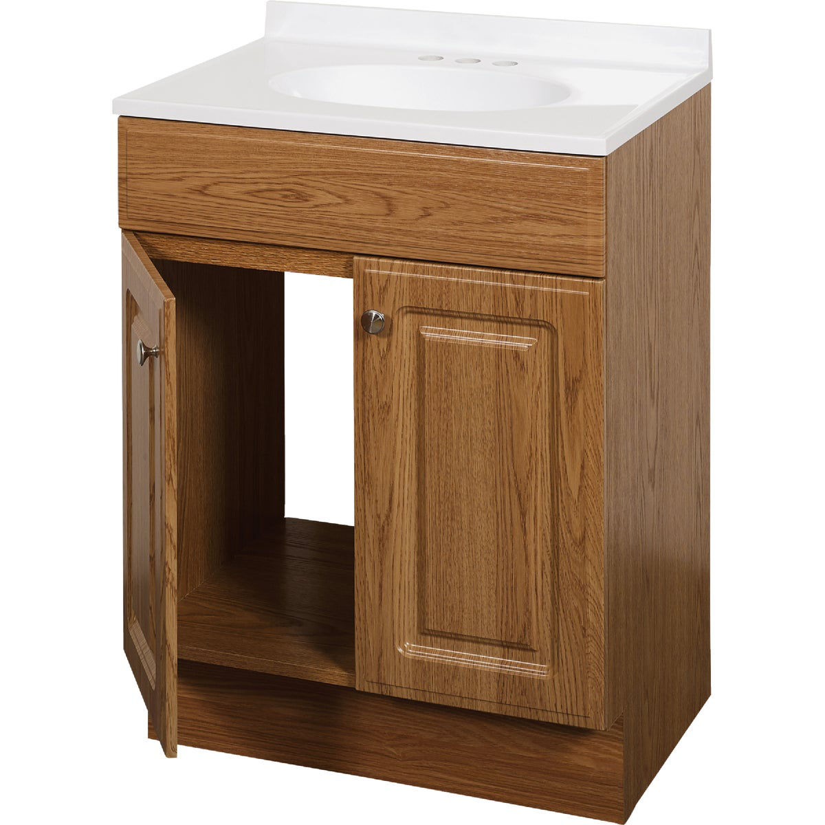 Zenith Zenna Home Oak 24 In. W x 35 In. H x 18 In. D Vanity with White ...