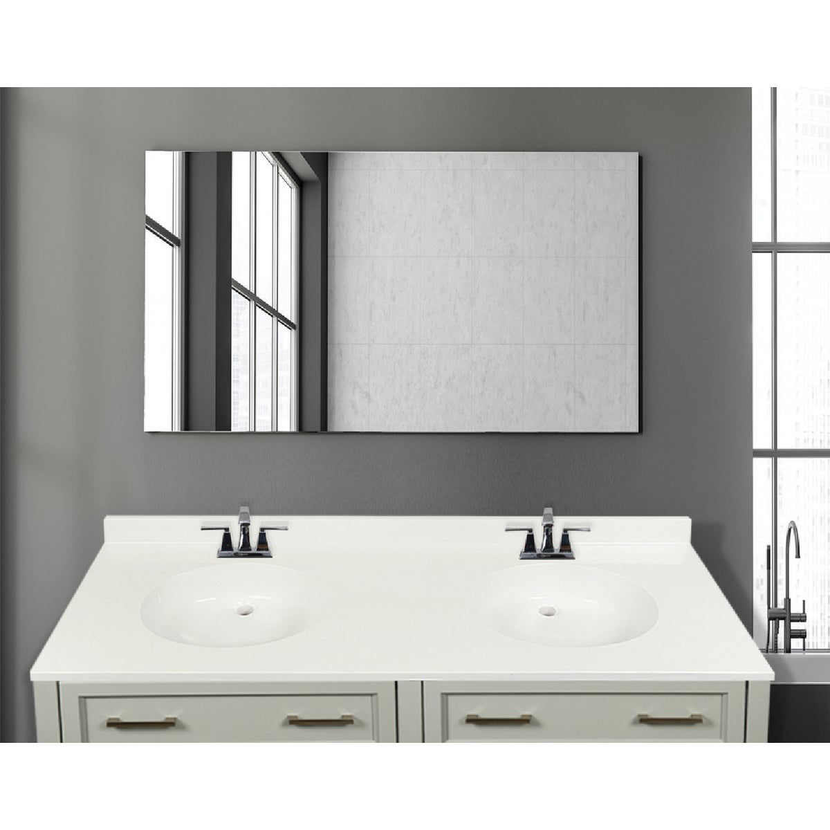 Modular Vanity Tops 61 In. W x 22 In. D Solid White Cultured Marble ...