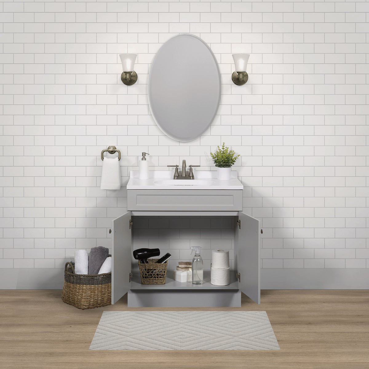Zenith Zenna Home Cool Gray 30 In. W x 35 In. H x 18 In. D Shaker ...
