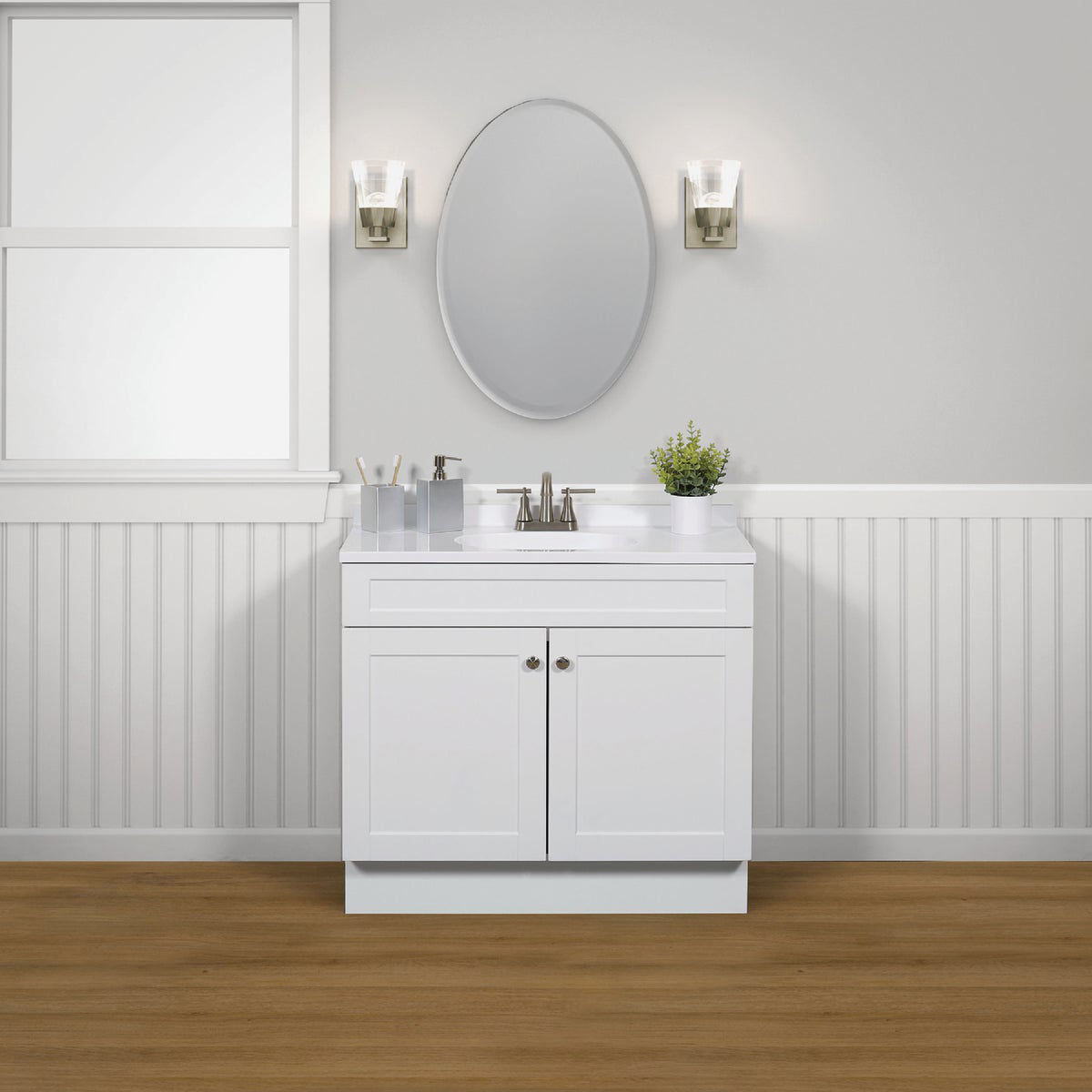Zenith Zenna Home White 36 In. W x 35 In. H x 18 In. D Shaker Vanity ...