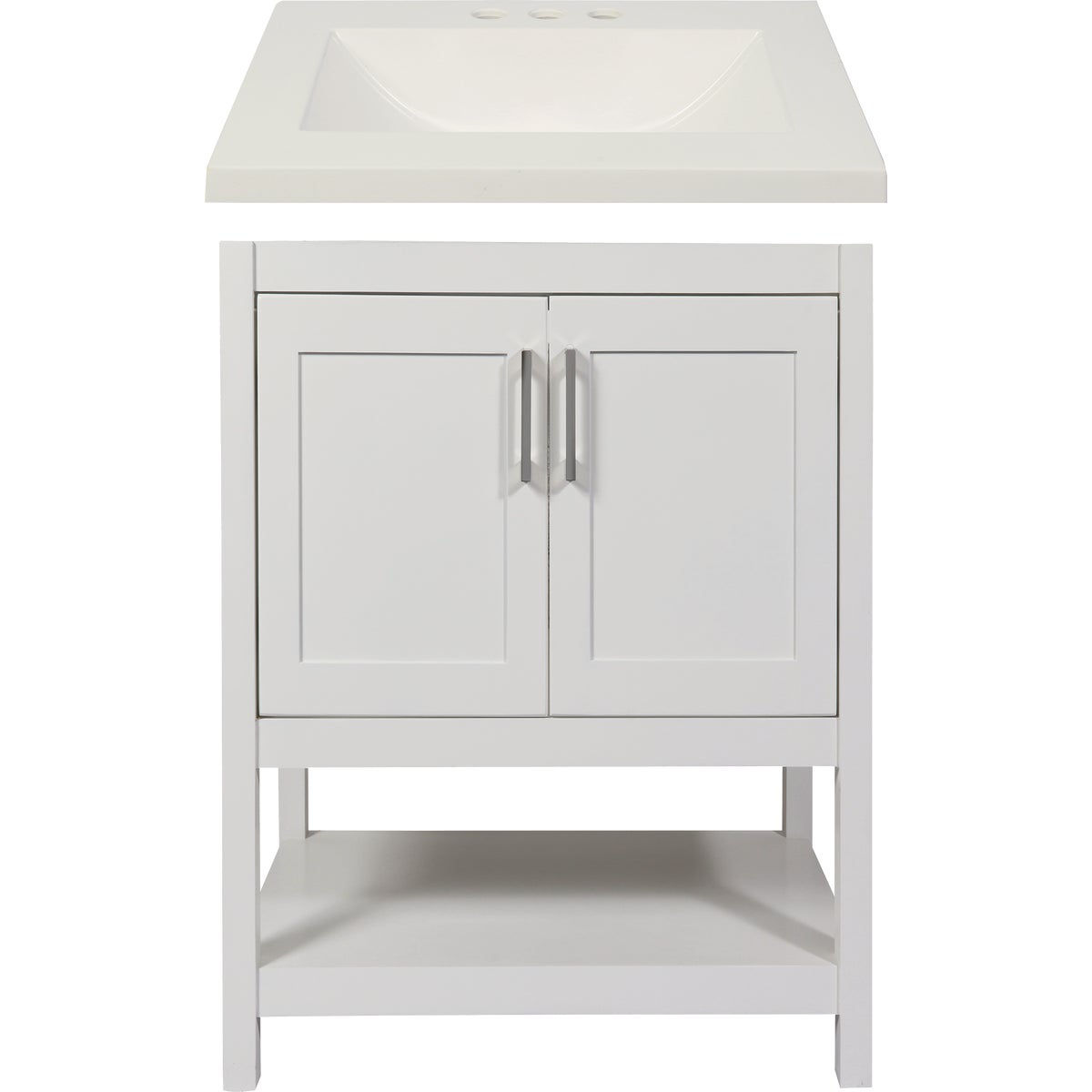 Modular Monaco White 24 In. W x 18 In. D x 34-1/2 In. H Vanity with ...