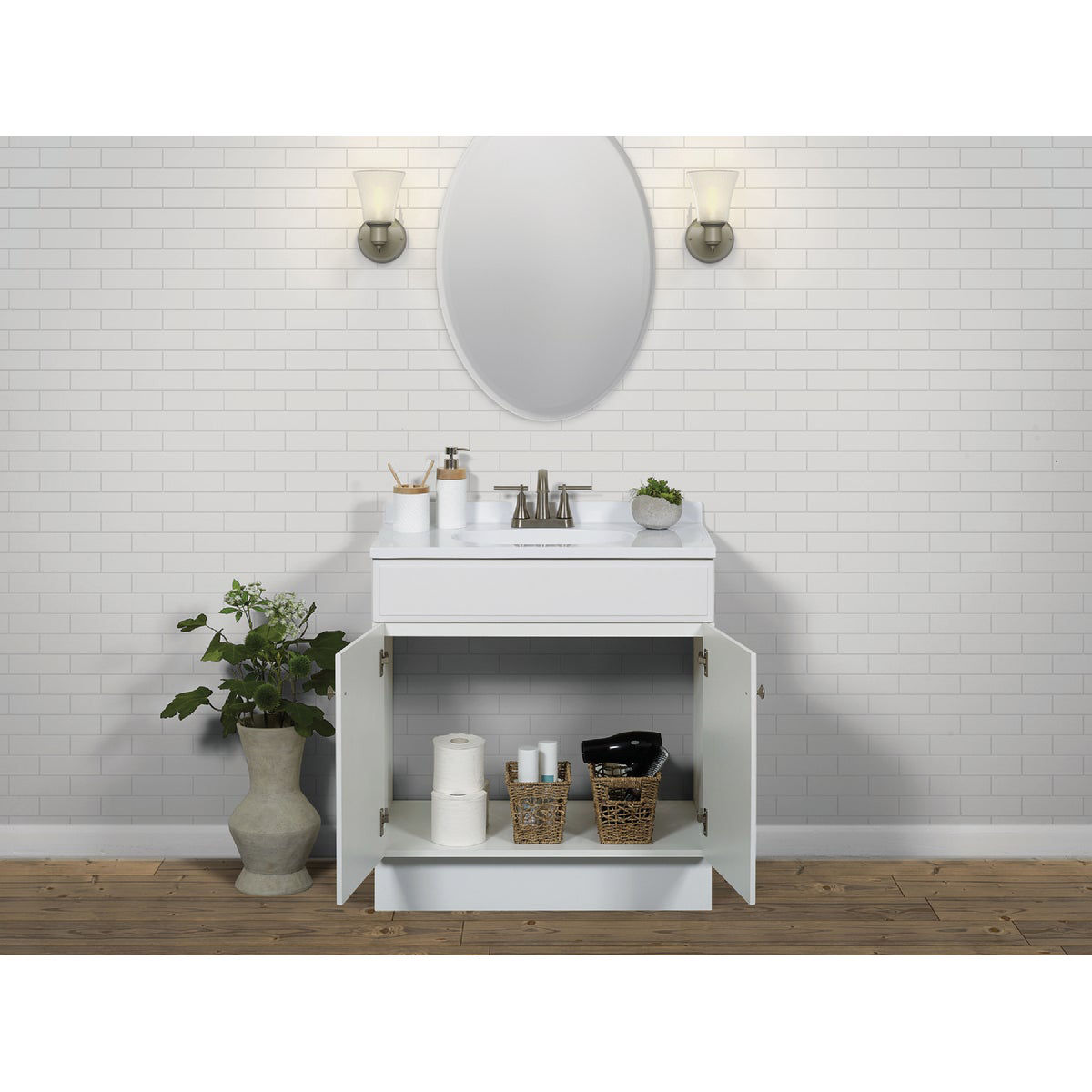 Zenith Zenna Home White 30 In. W x 35 In. H x 18 In. D Vanity with ...