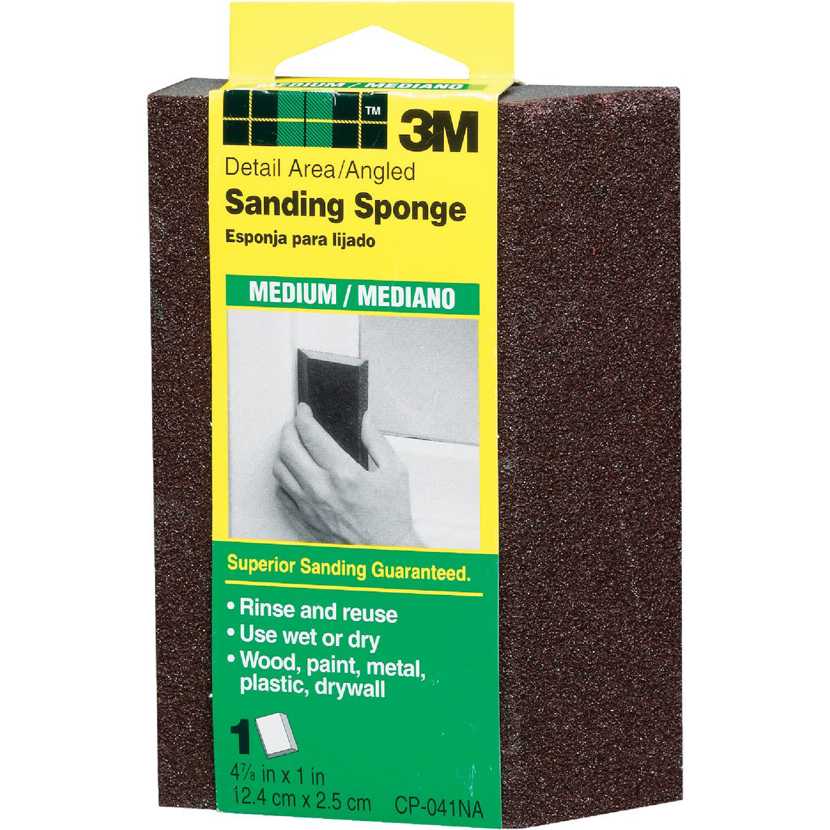 3M 2-7/8 In. x 4-7/8 In. x 1 In. Single Angle Sanding Sponge, Medium ...