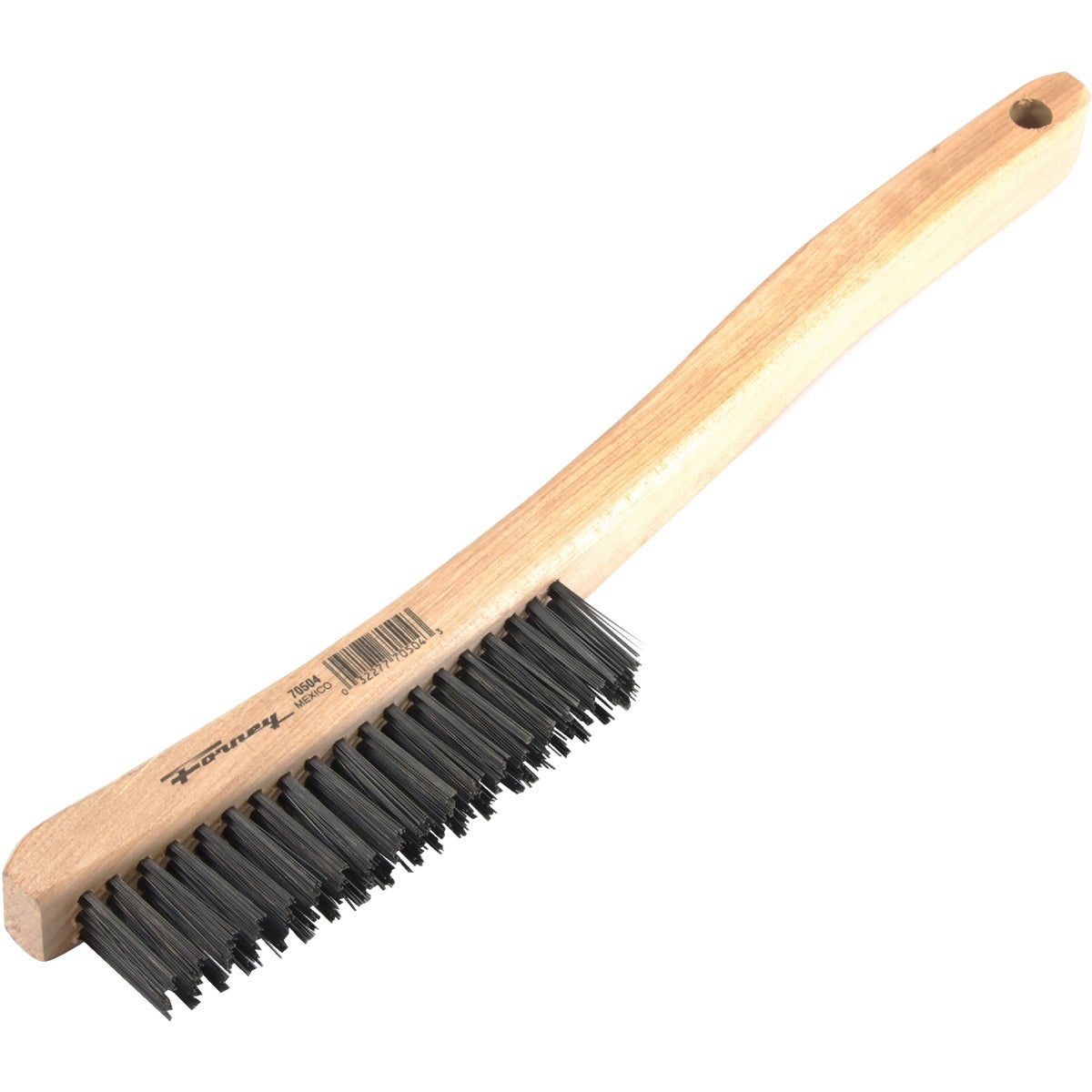Forney 13-3/4 In. Curved Wood Handle Wire Brush with Carbon Steel ...