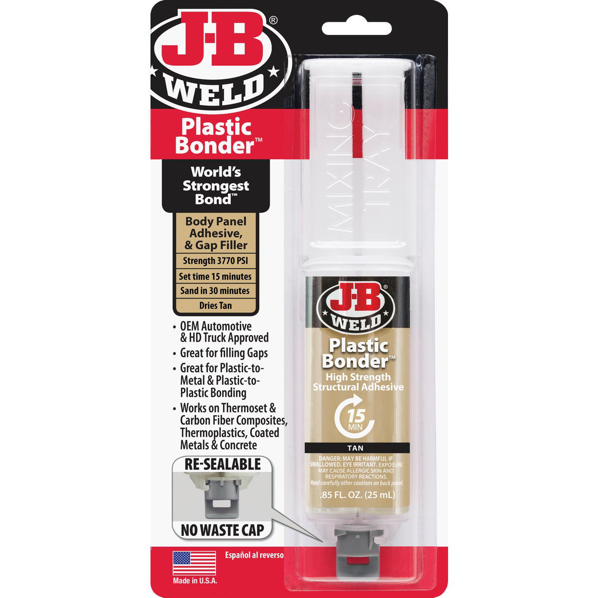 J-B Weld 0.85 Oz. Plastic Bonder Epoxy Syringe, Tan | Do it Best