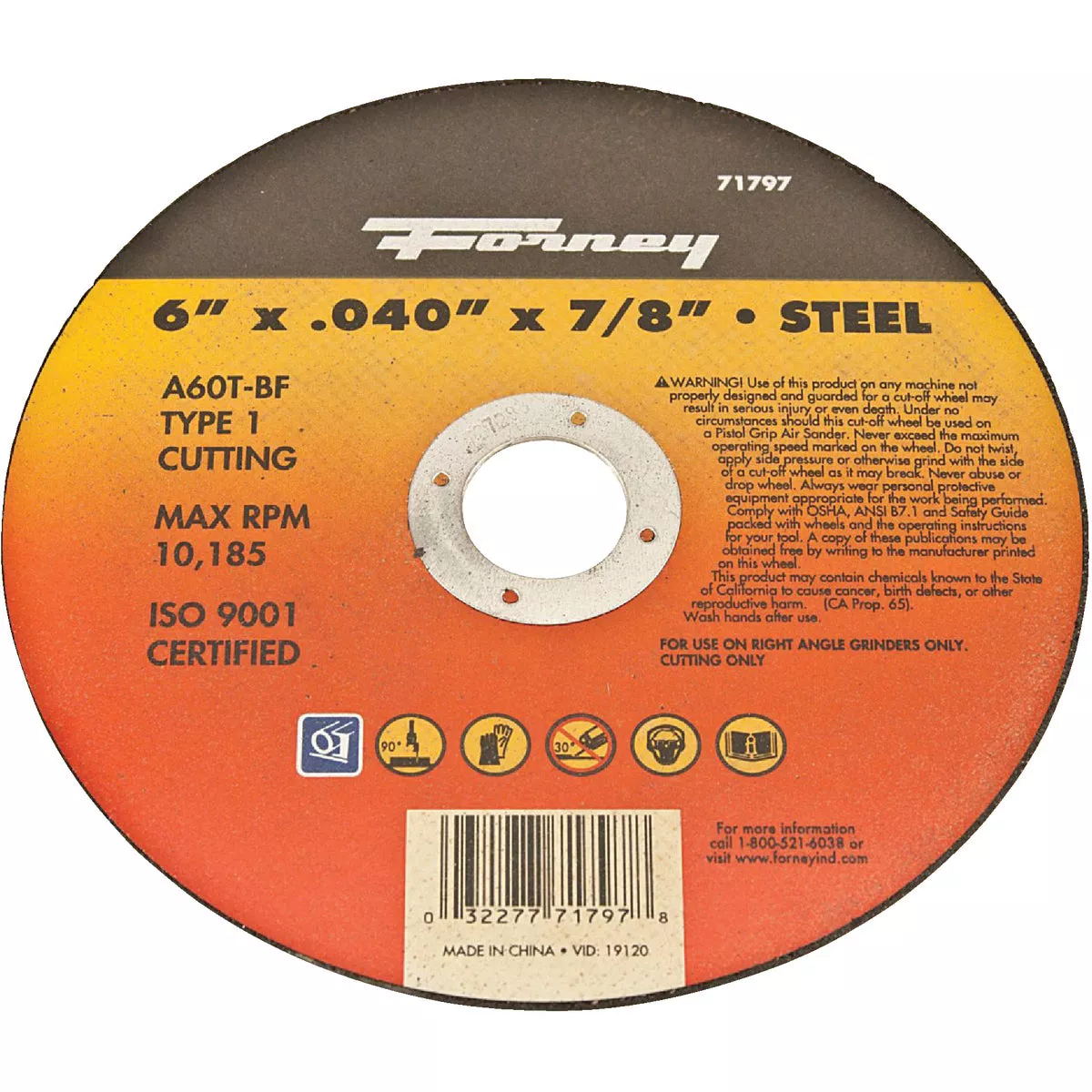 Forney Type 1 6 In. x 0.040 In. x 7/8 In. Steel Cut-Off Wheel | True ...