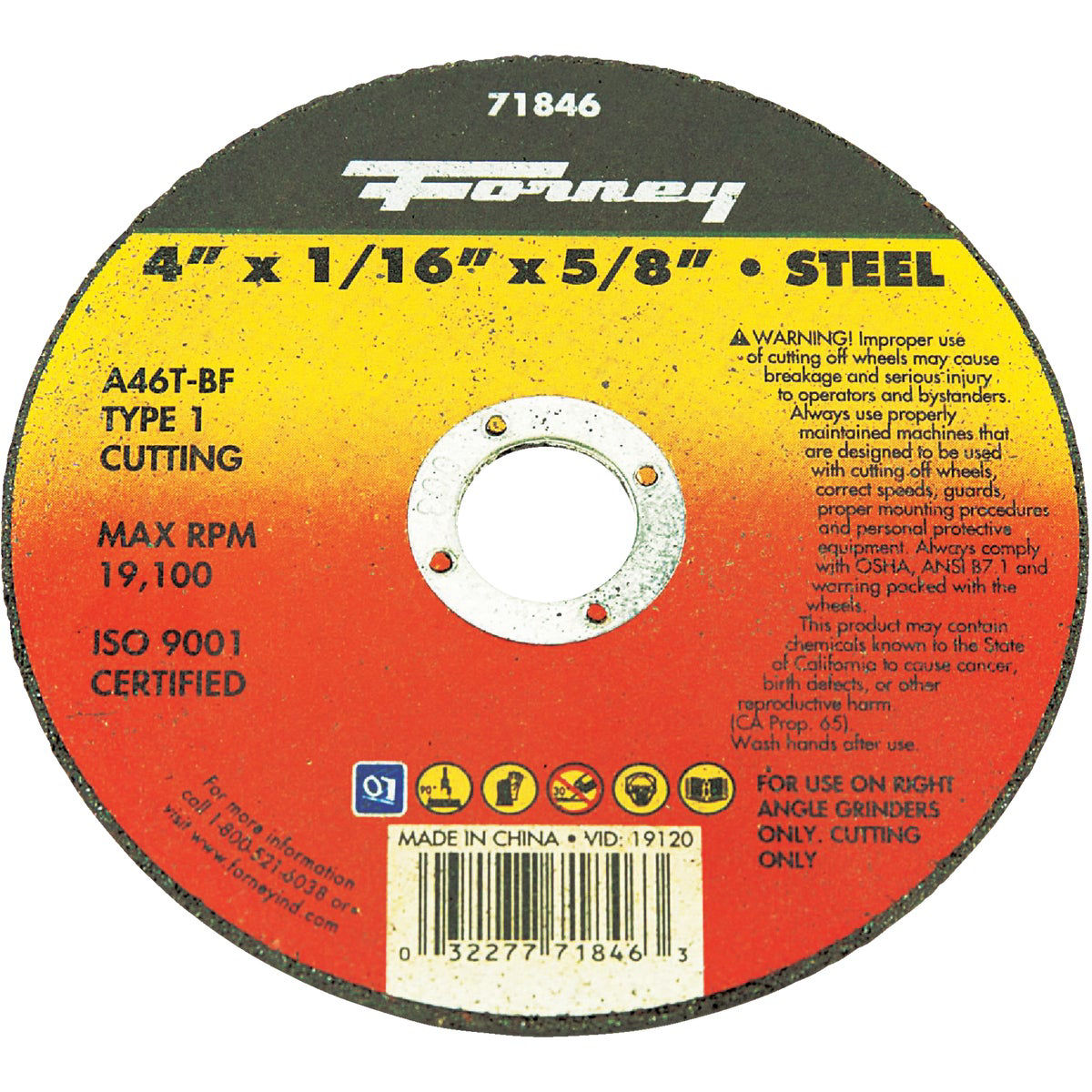 Forney Type 1 4 In. x 1/16 In. x 5/8 In. Steel Cut-Off Wheel | Do it Best