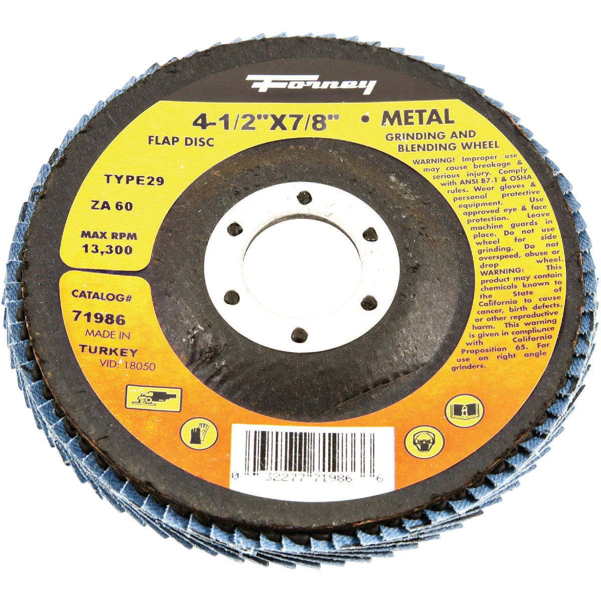 Forney 4-1/2 In. x 7/8 In. 60-Grit Type 29 Blue Zirconia Angle Grinder ...