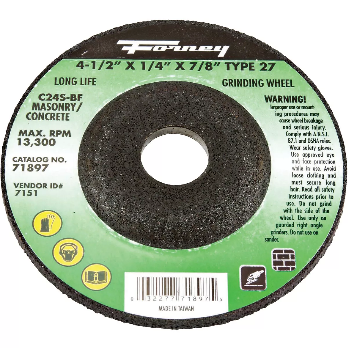 Forney Type 27 4-1/2 In. x 1/4 In. x 7/8 In. Masonry Grinding Cut-Off ...
