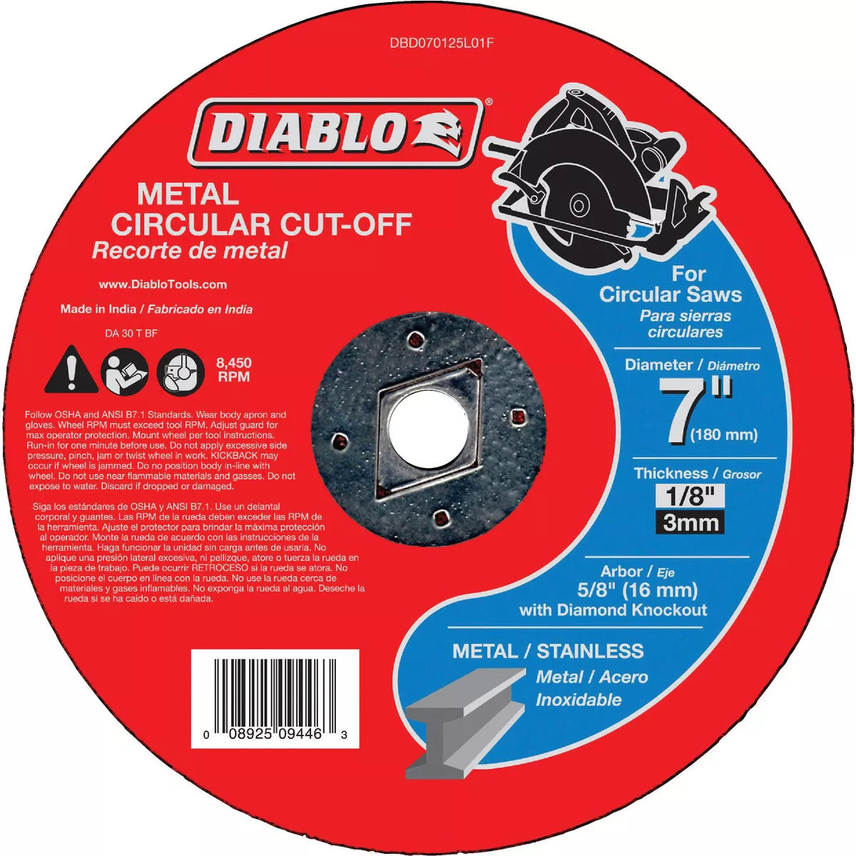 Diablo Type 1 7 In. x 1/8 In. x 5/8 In. Metal Cut-Off Wheel | True ...