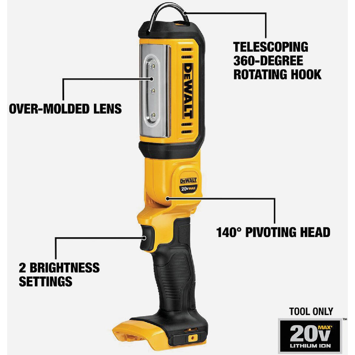 DEWALT 20V MAX LED Hand Held Area Cordless Work Light (Tool Only) | Do ...