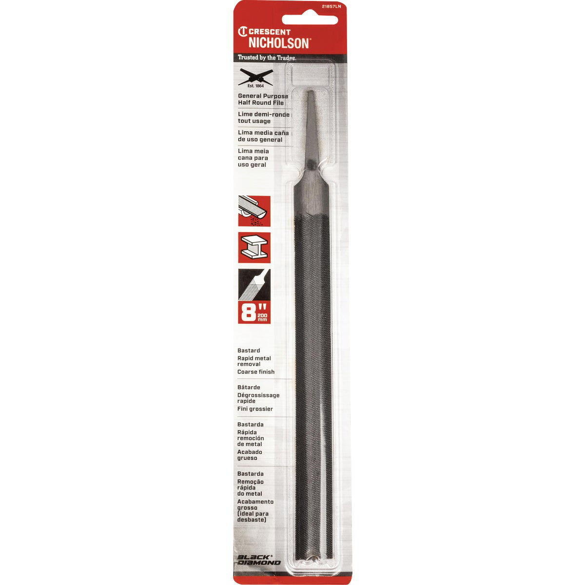 Nicholson 8 In. Half Round Bastard File without Handle | Do it Best