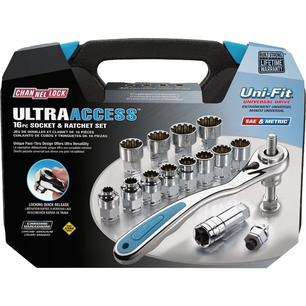 Channellock Standard/Metric 3/8 In. Ultra Access Socket & Ratchet Set ...