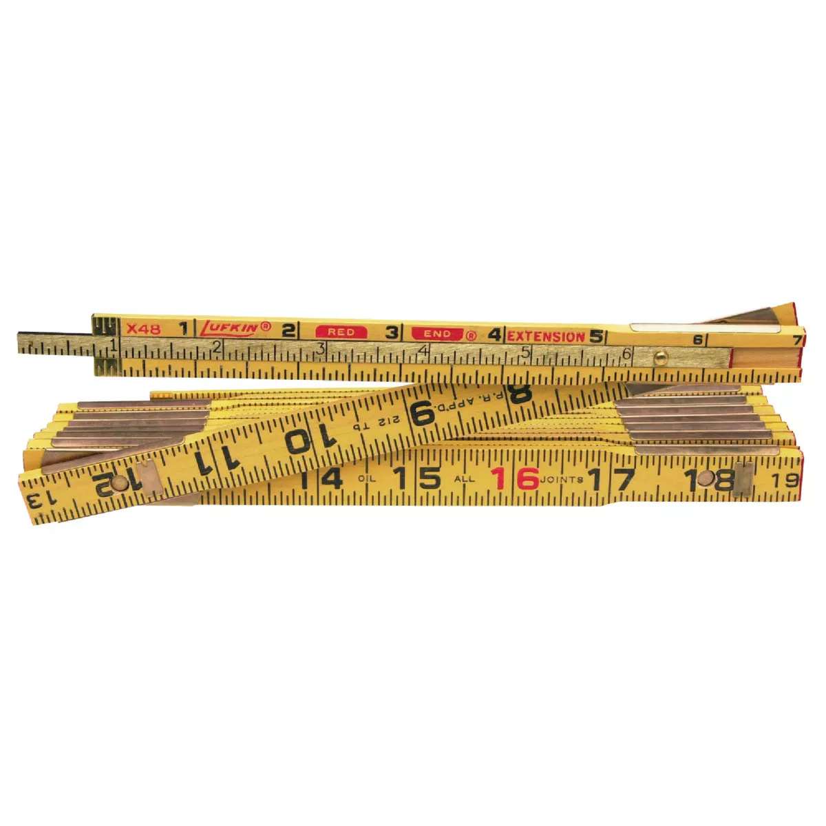 Lufkin Red End 8 Ft. x 5/8 In. Wood Folding Rule, with One 6 In. Slide ...