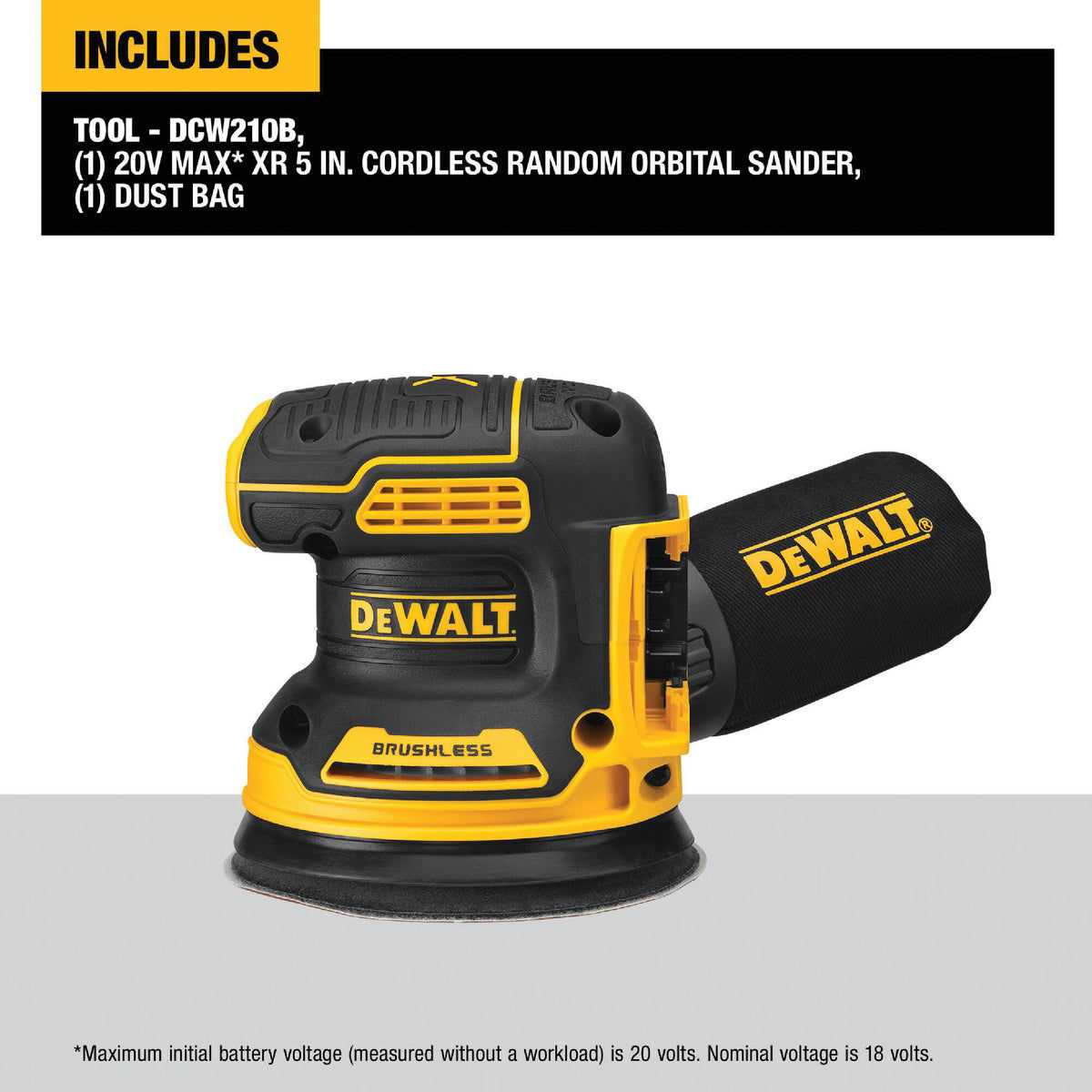 DEWALT 20V MAX XR Brushless 5 In. Random Orbit Cordless Sander (Tool ...