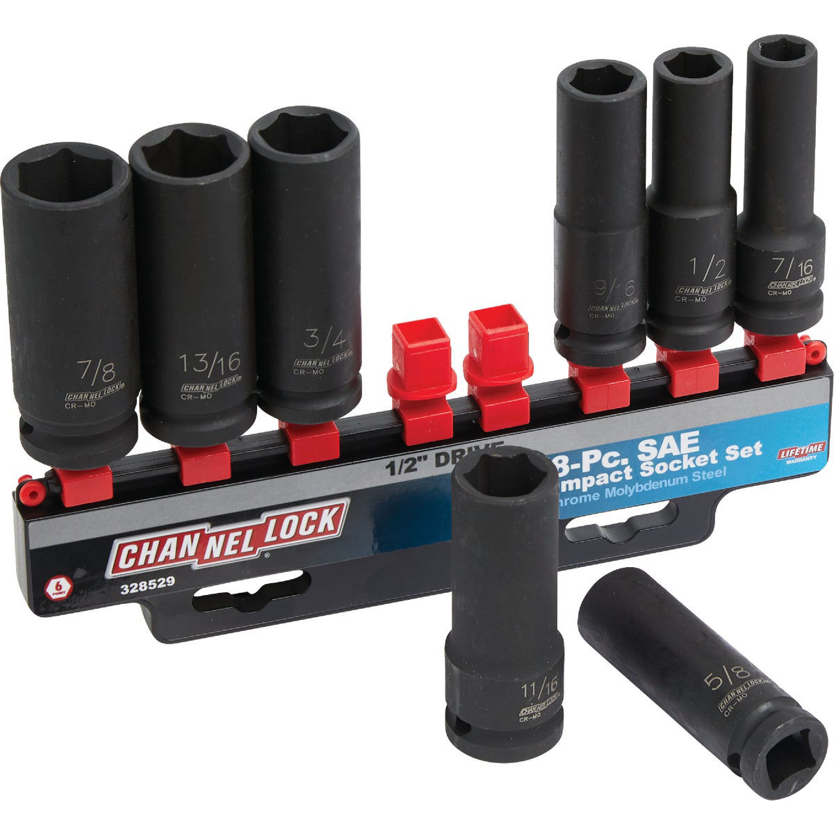 Channellock Standard 1/2 In. Drive 6-Point Deep Impact Driver Set (8 ...