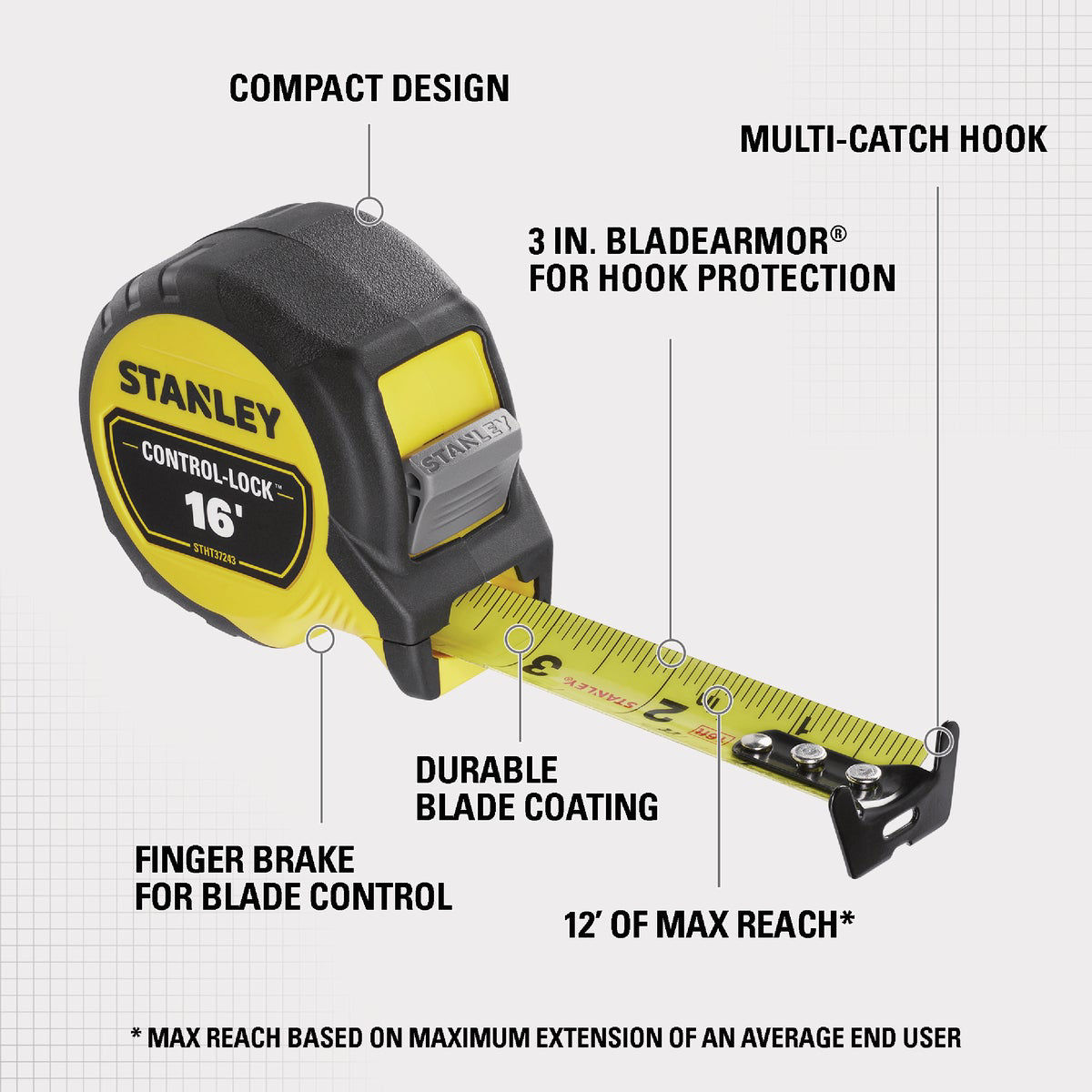Stanley 16 Ft. Control-Lock Tape Measure | Do it Best