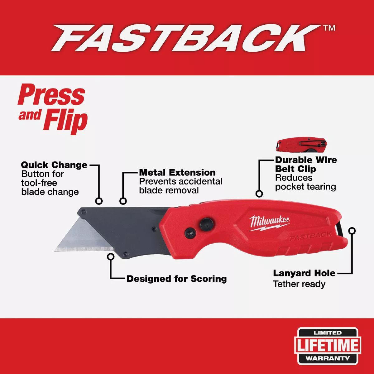 Milwaukee FASTBACK Compact Folding Utility Knife | Do it Best