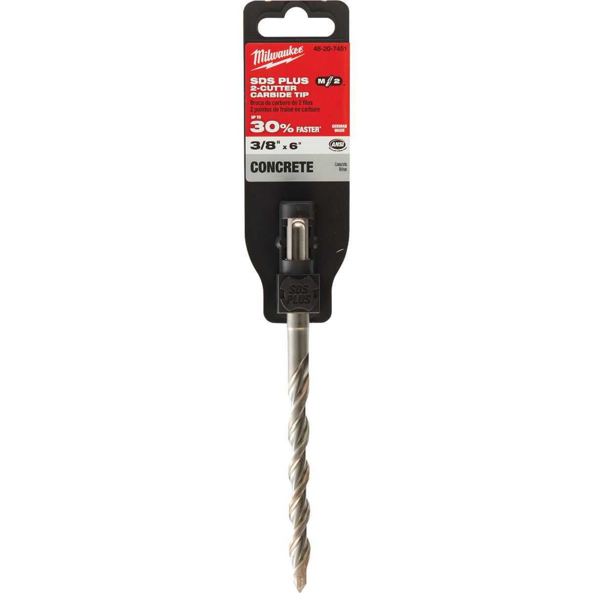 Milwaukee M/2 SDS-Plus 3/8 In. x 6 In. 2-Cutter Rotary Hammer Drill Bit ...