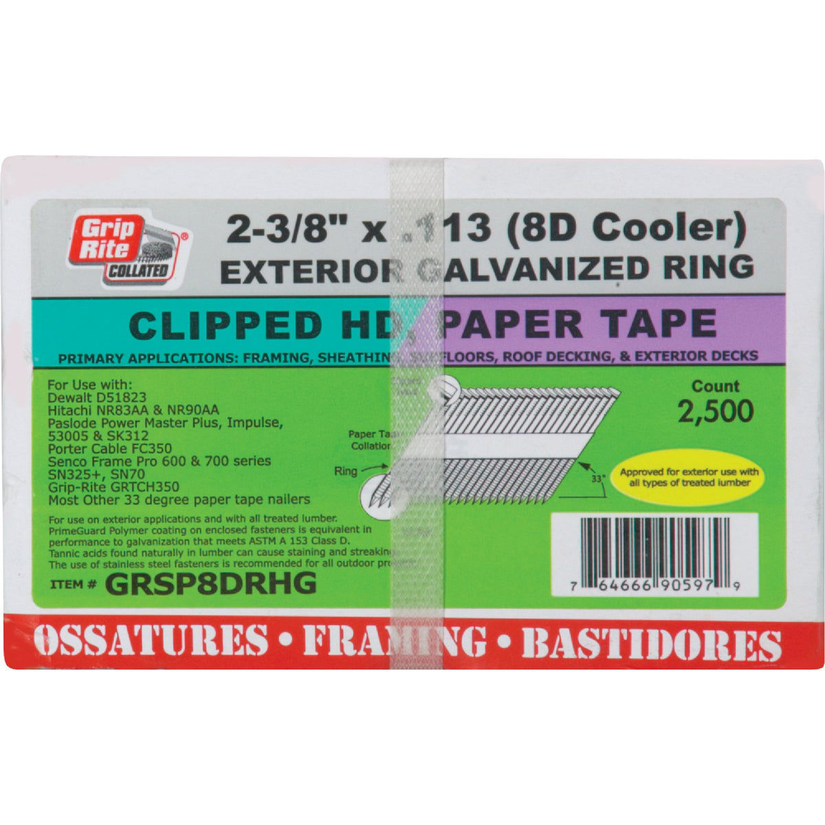 Grip-Rite 30 Degree Paper Tape Hot-Dipped Galvanized Ring Shank Clipped ...