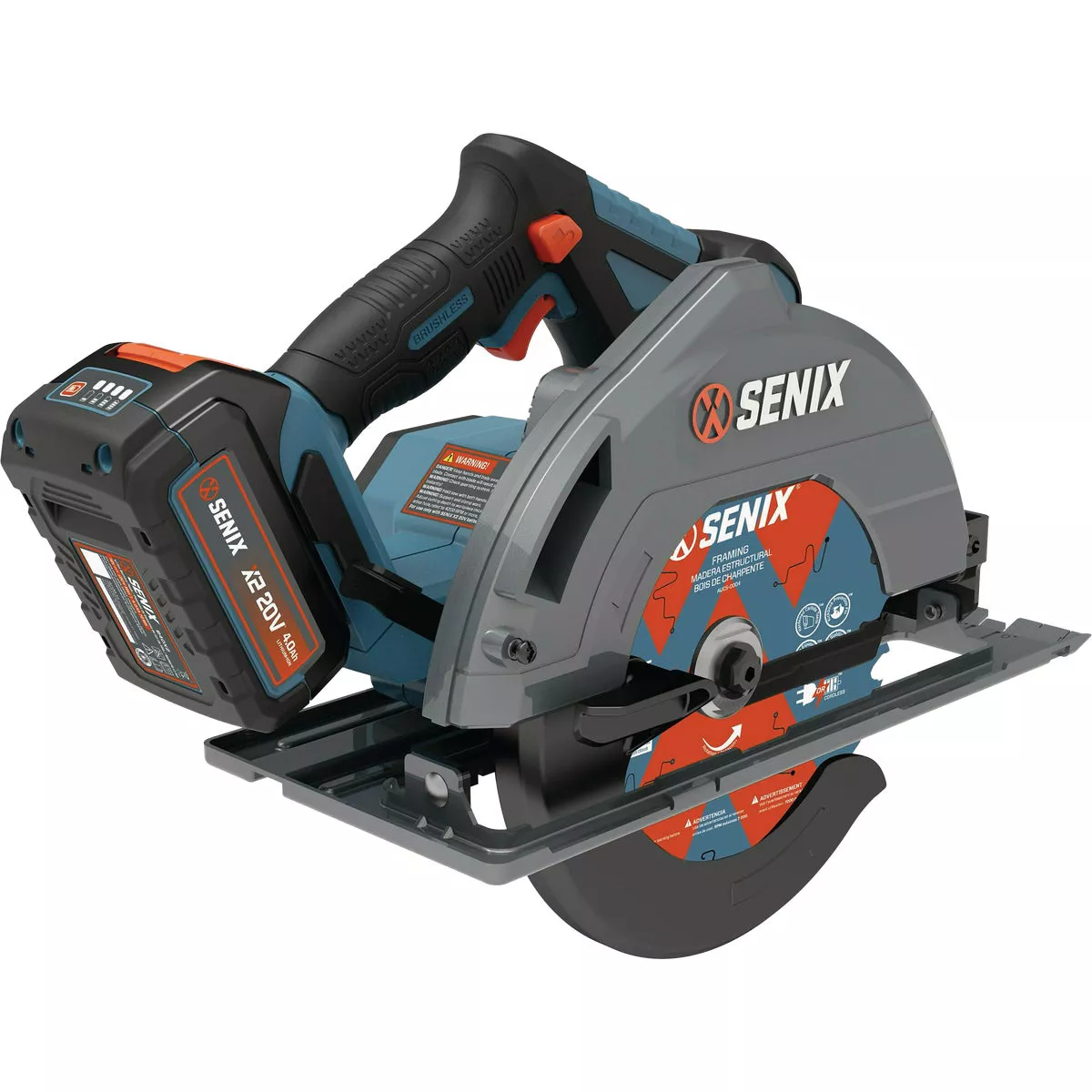 Senix X2 20V Max Brushless 7-1/4 In. Cordless Circular Saw Kit with 4.0 ...