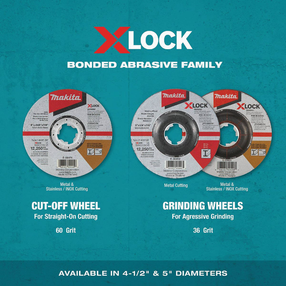 Makita X-LOCK Type 1 4-1/2 In. x 0.045 In. x 7/8 In. Metal Thin Cut-Off ...