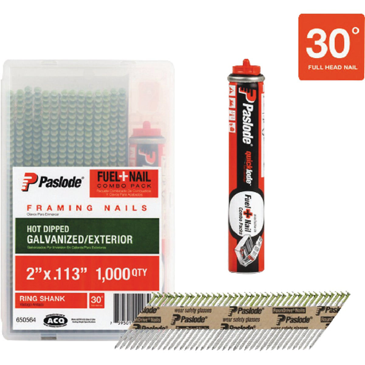 Paslode 2 In. x 0.113 In. 30 Degree Paper Tape Hot Dipped Galvanized Plus Ring Shank RounDrive ...