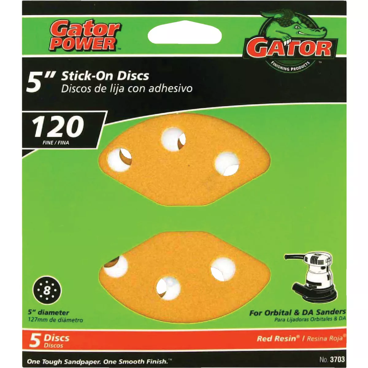 Gator Blade 5 In. 120-Grit 8-Hole Pattern Vented Sanding Disc with ...