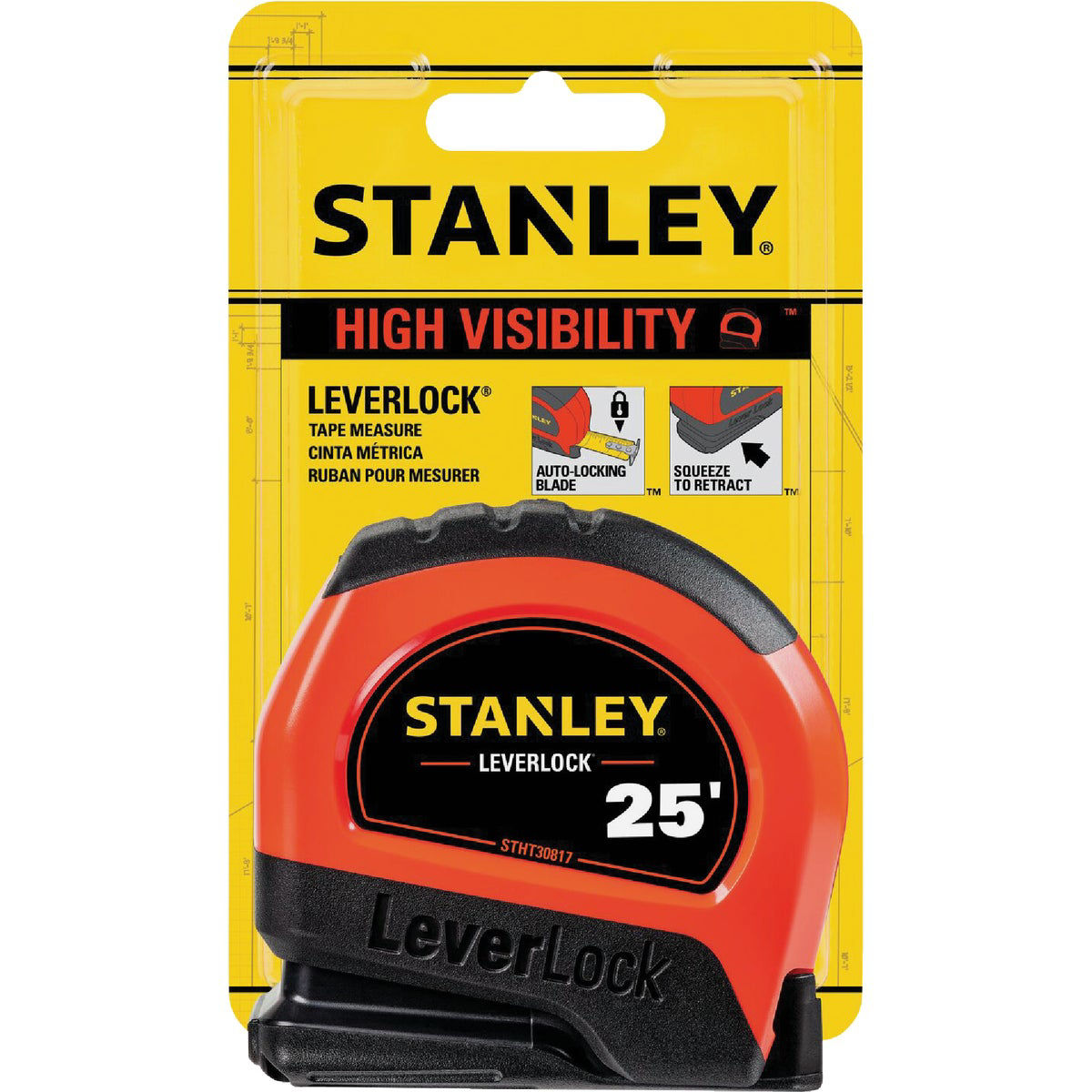Stanley LeverLock 25 Ft. High-Visibility Tape Measure | Do it Best